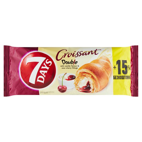 7 Days Double Croissant with Fillings with Vanilla Flavor and Cherries ...