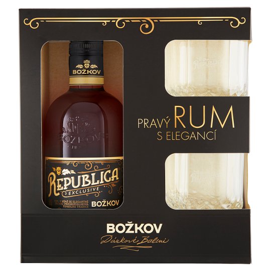 Božkov Dárkové balení Republica Exclusive 38% 0,5l + 2 sklenice - Tesco ...