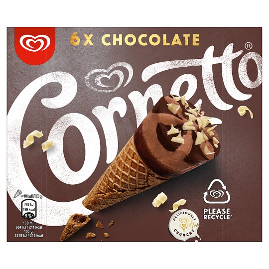 Cornetto Full Choco Chocolate Ice Cream in Cocoa-Coated Cocoa Wafer ...