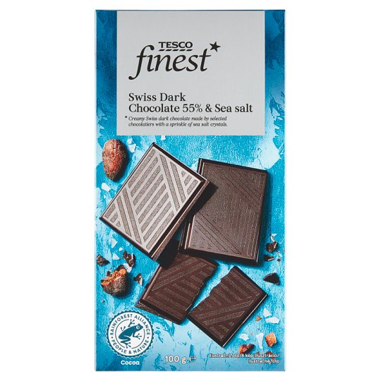 Tesco Finest Swiss Dark Chocolate with Sea Salt 100 g - Tesco Online ...