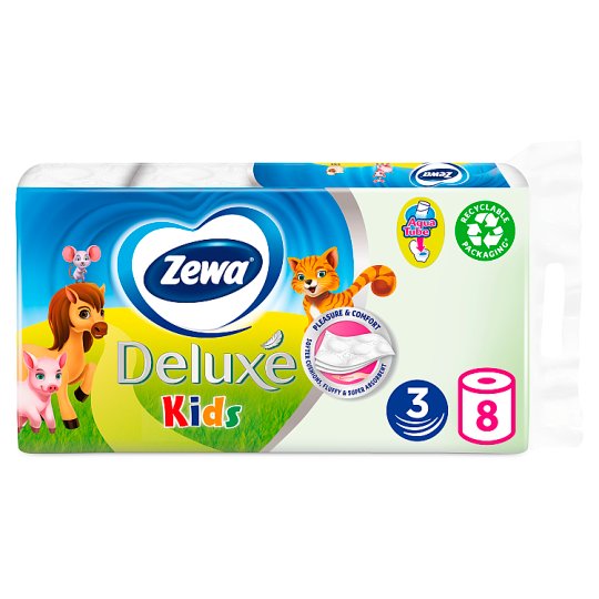 Zewa Deluxe Kids Toilet Paper 3 Ply 8 Rolls - Tesco Online, Tesco From ...