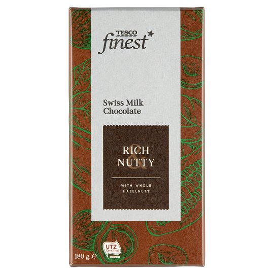 Tesco Finest Swiss Milk Chocolate with Whole Hazelnuts 180 g - Tesco ...