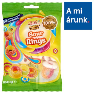 Tesco Candy Carnival Sour Rings Fruit Flavoured Gummy Sweets with Sour ...