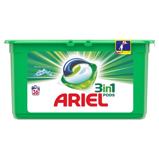 Ariel 3in1 Pods Mountain Spring Washing Capsules 36 Washes - Tesco ...