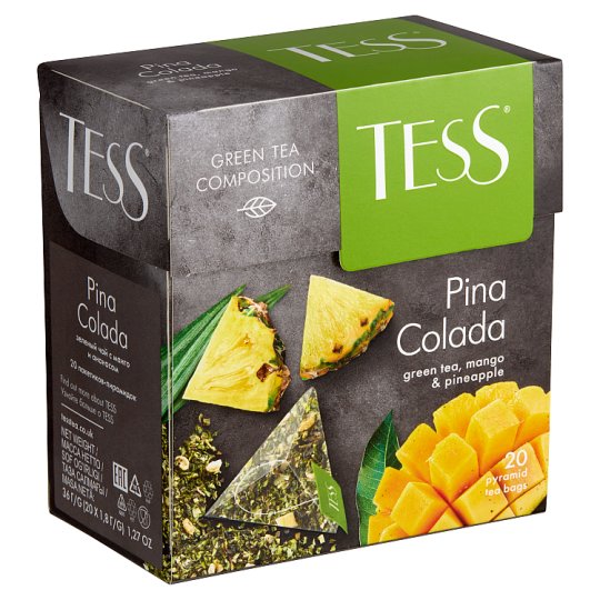Tess Pina Colada Green Tea Mango & Pineapple Flavoring 20 Tea Bags 36 g ...