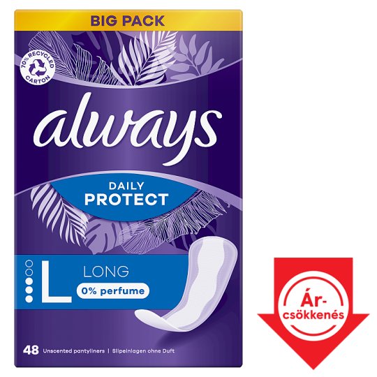 Always Daily Protect Hosszú 0% illatanyag Tisztasági Betét 48 Darabos ...