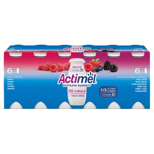 Actimel Yoghurt Drink with Vitamins Raspberry-Forest Fruit 12 x 100 g ...