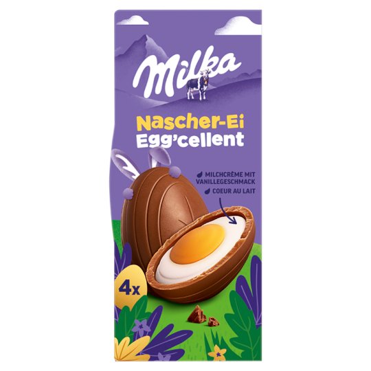 Milka vajíčka, mliečna čokoláda s mliečnou náplňou 124 g - Tesco Potraviny