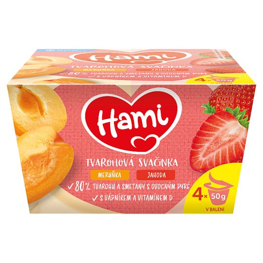 Hami Curd Snack Apricot and Strawberry 4 x 50 g (200 g) - Tesco Groceries
