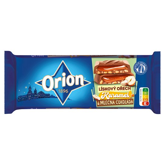 ORION Mliečna čokoláda karamel lieskový orech 87 g - Tesco Potraviny