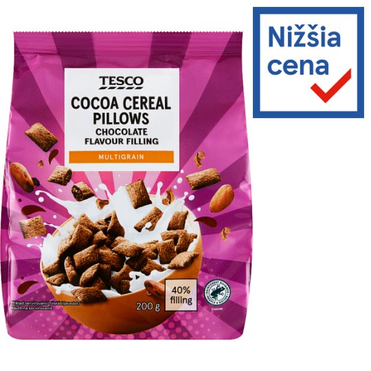 Tesco Kakaové obilninové vankúšiky s náplňou s čokoládovou príchuťou ...