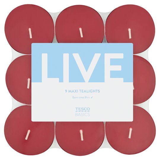 Tesco Basics Maxi Tealights Red 9 pcs - Tesco Groceries