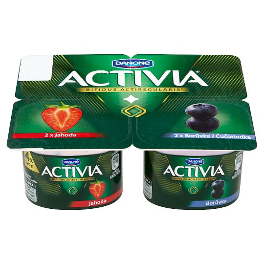 Danone Activia Yogurt Strawberry, Blueberry 4 x 120 g - Tesco Groceries