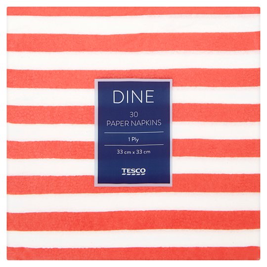 Tesco Paper Napkins 1 Ply 33 cm x 33 cm 30 pcs - Tesco Groceries