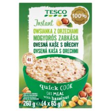 Tesco Instant Oatmeal with Hazelnut 4 x 65 g - Tesco Groceries