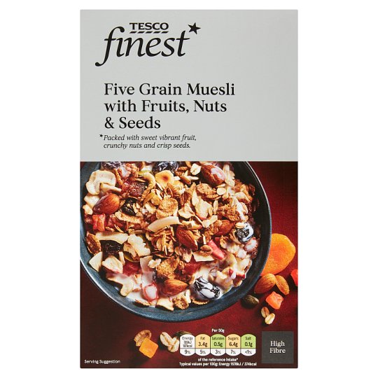 Tesco Finest Five Grain Muesli with Fruits, Nuts & Seeds 500 g - Tesco ...