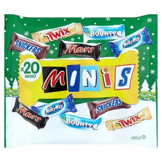 Winter Minis Mix Bounty, Mars, Milky Way, Snickers, Twix 400 g - Tesco ...